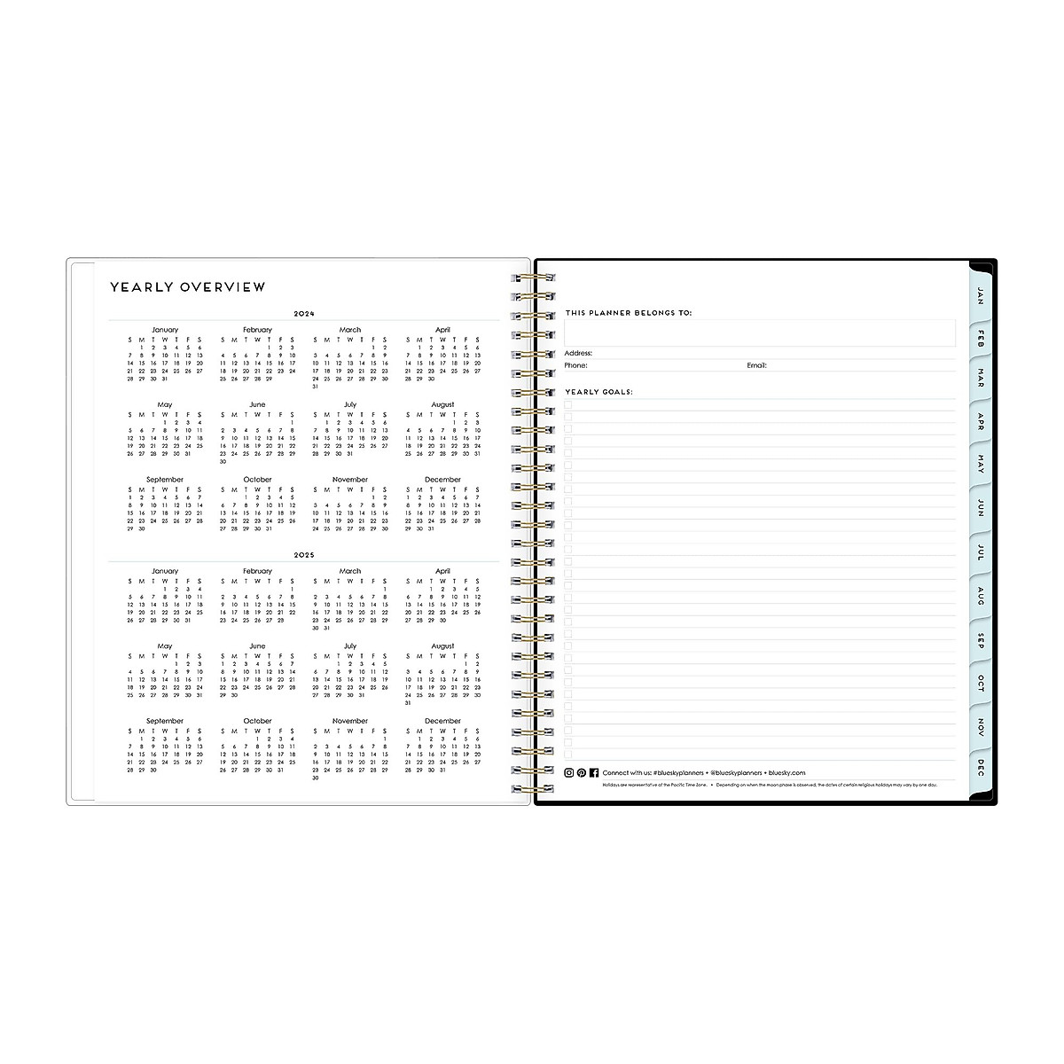 Blue Sky 2024 Monthly Planner, January - December, 8" x 10", Clear Pocket Cover, Wirebound, Baccara Dark (110216-24)