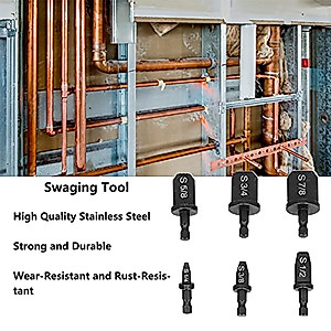 Hilitand 6Pcs Swaging Tool Drill Bits Set, Professional Manual Copper Pipe Swage Tool Drill Bits Triangular Handle, HVAC Repairing Set 7/8'', 3/4'', 5/8'', 1/2'', 3/8'', 1/4'' Bits