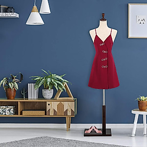 VINGLI Female Dress Form, Mannequin Torso Body with Adjustable Wood Stand for Dress Display Clothes Design, Pinnable Manikin (White, 6-8)