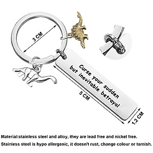 bobauna Curse Your Sudden But Inevitable Betrayal Inspired keychain With Dinosaur Charm Travel Dinosaur Lover Gift (inevitable betrayal dinsour keychain)