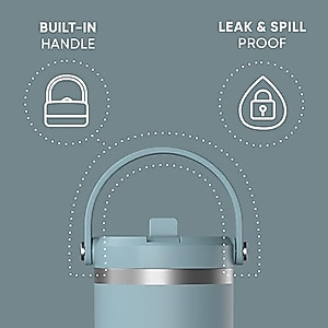 Hydrapeak Nomad 32 oz Tumbler with Handle and Straw Lid, Leakproof, Double Insulated, 32oz Cup, Stainless Steel | Agave Blue