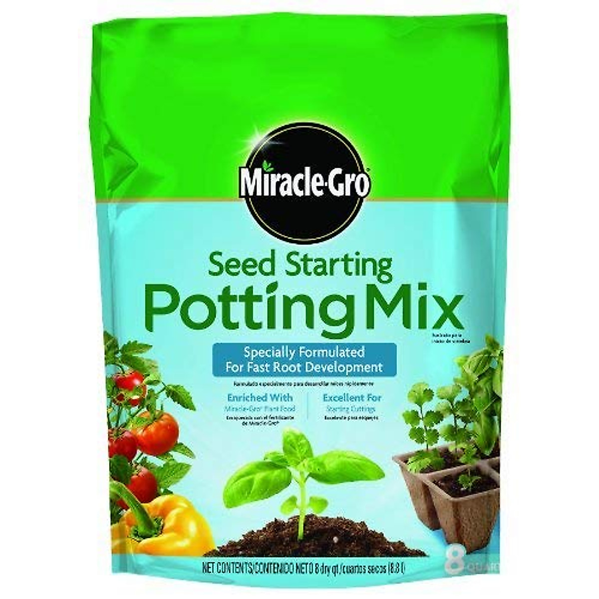Miracle Gro 74978500 8 Qt Seed Starting Potting Mix 0.03-0.03-0.03