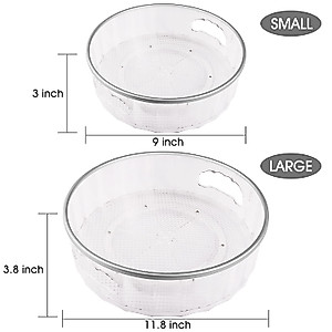 IAXSEE 2 Sizes Lazy Susan Turntable Spinning Spice Rack Organizers Multifunctional Round Clear Rotating Cosmetic Containers, for Cabinet Countertop Pantry Fridge Bathroom (Grey)