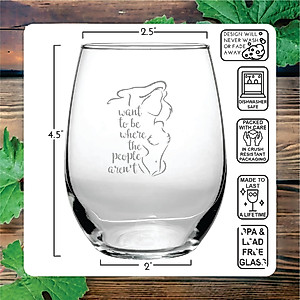 I Want to be Where the People Aren't Funny Mermaid Gift Birthday Present Anniversary Gifts Couples Handmade Mermaid Wine Glass Introvert Humor (15oz)