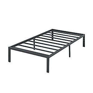 PrimaSleep 14 inch Dura Metal Steel Slate Bed Frame/Noise Free, , Twin, Black
