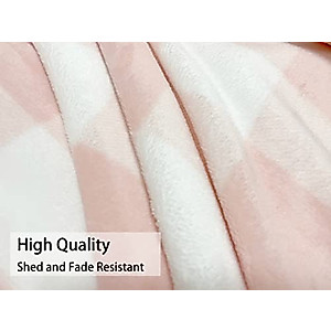 iMaylex Soft Flannel Fleece Tartan Blanket, Buffalo Plaid Pattern Blanket for Bed Couch Sofa, Cozy Lightweight Double Layer Fleece, 27x39 inch (70x100 cm), Pink and White