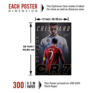 CR7 Cristiano Ronaldo Poster for Wall Art Signed Football Soccer Wall Mount - 12 x16 Inch (LAMINATED)