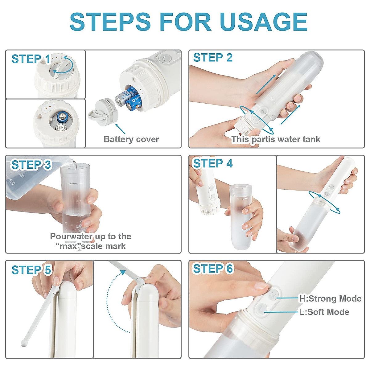 Portable Electric Handheld Bidet for Personal Hygiene - 2 Pressure Options, Ideal for Travel, Women, and Men