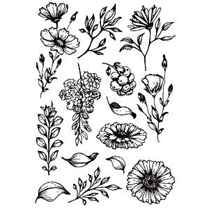 Forever Stamps Silicone Clear Stamps - Plants Botanic Pattern with Arylic Block Set for Card Making Decoration and DIY Scrapbooking ZENTA