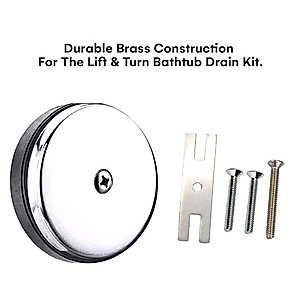 Dorence | Bathtub Drain Kit | Delta Bathtub Drain | All Brass Lift and Turn Easy Installation | Tub Drain Assembly Conversion Kit | Trim Waste and Single Hole Overflow Face Plate (Chrome)