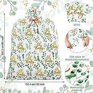 Yingzhao 2 Pcs 80 x 60 in Jumbo Bike Gift Bags Large Baby Shower Bags Large Eucalyptus Gift Bags Plastic Birthday Gift Sack for Birthday Baby Shower Favors Holiday Bicycle Bag