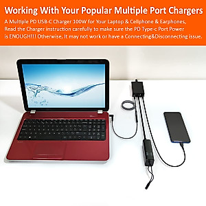 RAINSUNG USB-C to Smart Blue Tip Adapter Charging Cable for HP Laptop 19.5v 45w 65w, Female USB C Converter Power Charger Adapter Cord for X360 Pavilion Envy Spectre Elitebook 840 ProBook