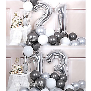 AULE 40 Inch Big Silver 1 Balloon Number Large Foil Helium Number Balloons 0-9 Jumbo Giant Happy 1st Birthday Party Decorations for Boy or Girl Huge Mylar Anniversary Party Supplies