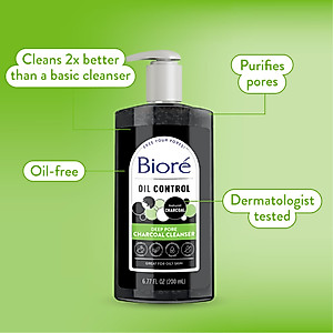 Bioré Deep Pore Charcoal Face Wash, Facial Cleanser for Dirt and Makeup Removal From Oily Skin, 6.77 Ounce