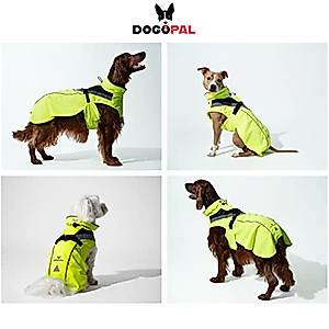 DOGOPAL Dog Raincoat - Reflective Dog Rain Jacket Waterproof for Small Medium and Large Dogs - Dog Raincoats with Leash Hole (Yellow, L)