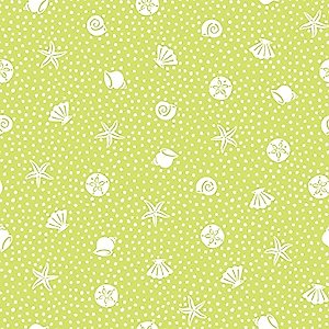 Stitch & Sparkle Fabrics, Under The Sea, Shell and Starfish Kiwi Cotton Fabrics, Quilt, Crafts, Sewing, Cut by The Yard, 44 Inches (SSUN204)