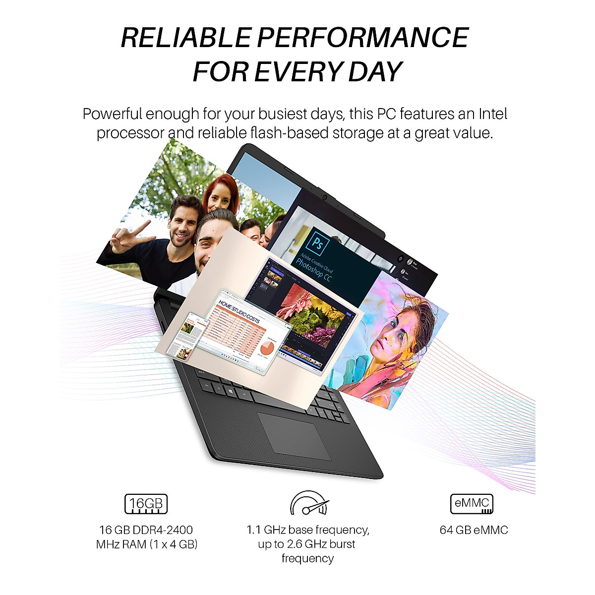 HP 2023 Newest 14" Thin and Light Laptop for Student and Business, Intel Celeron N4120, 16GB RAM, 320GB Storage (64GB eMMC+256GB Micro SD), 12H Long Battery, Win 11 Home S, Bundle with JAWFOAL