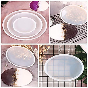 ARTIBETTER Pack of 3 Silicone Resin Tray Molds Oval Shaped Crystal Epoxy Platter Molds Coaster Resin Casting Molds for DIY Desktop Decoration