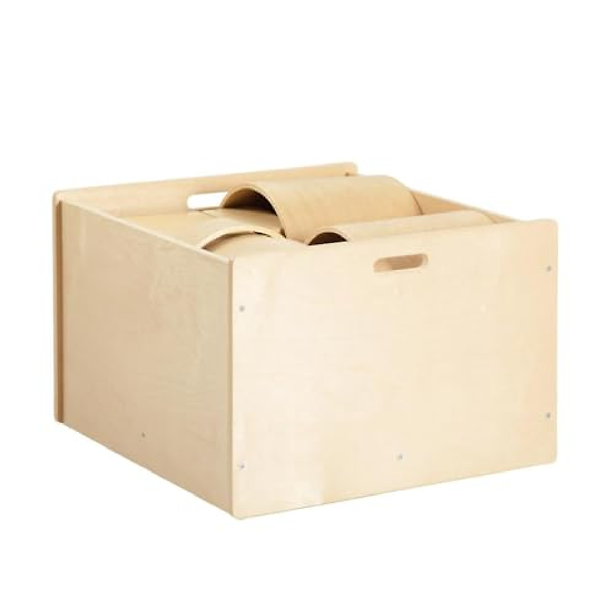 Kaplan Early Learning Wooden 4-Sided Block Storage Box on Heavy-Duty Wheels with Handles for Easy Mobility and Storage