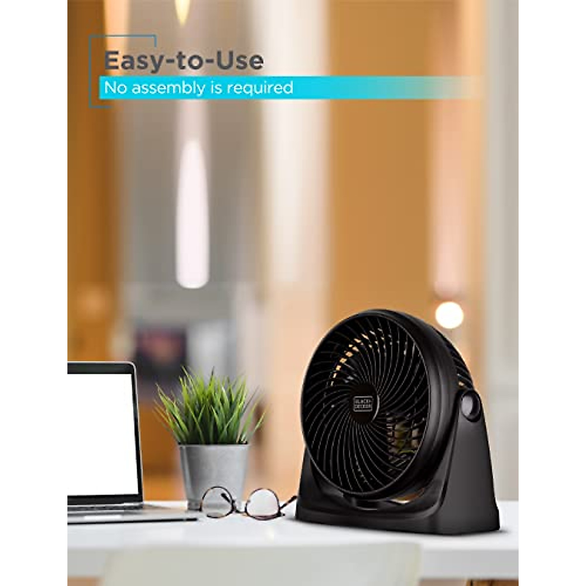 BLACK+DECKER Turbo Desk Fan – Electric Portable 7 Inch Table Fan with Adjustable Tilt for Quiet Cooling, Black