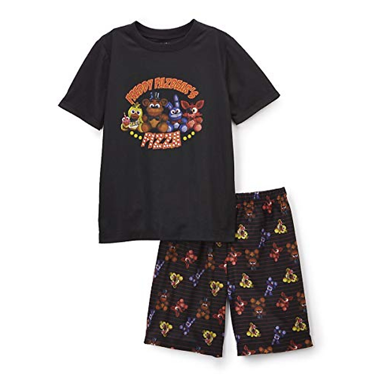 Five Nights at Freddy's 'Plushy Pizza' Pajama Short Set, Black, XL