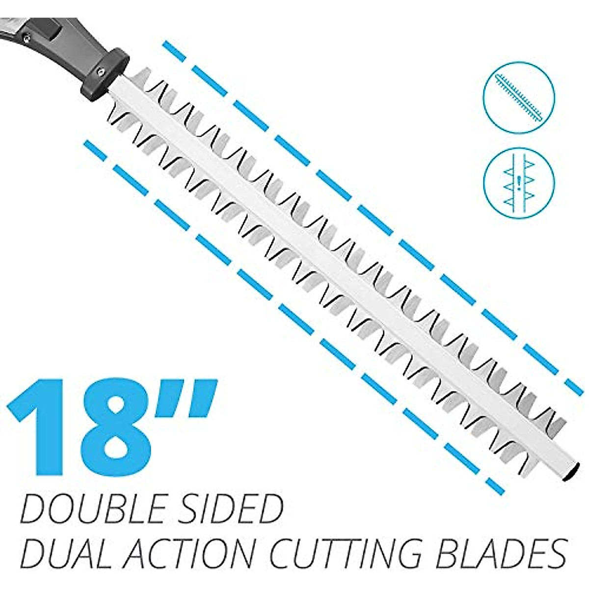 40V Cordless Pole Hedge Trimmer Long Reach 18" Cutting Length 6 Position Adjustable Head with 2Ah Battery and Charger