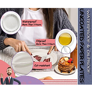 Chinette Paper Plates Dinner (7 inch 50 Pcs) + Disposable Plates (9 inch 50 Pcs), Dessert Plates Disposable, Compostable Biodegradable Dinner Plates, Set of 100, Suitable for Restaurant/Fast Food Shop