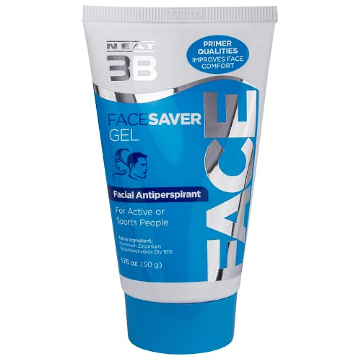 Neat Feat 3B Face Saver Antiperspirant Gel for Facial Perspiration & Shine, White and Blue, 1.76 Fl Oz