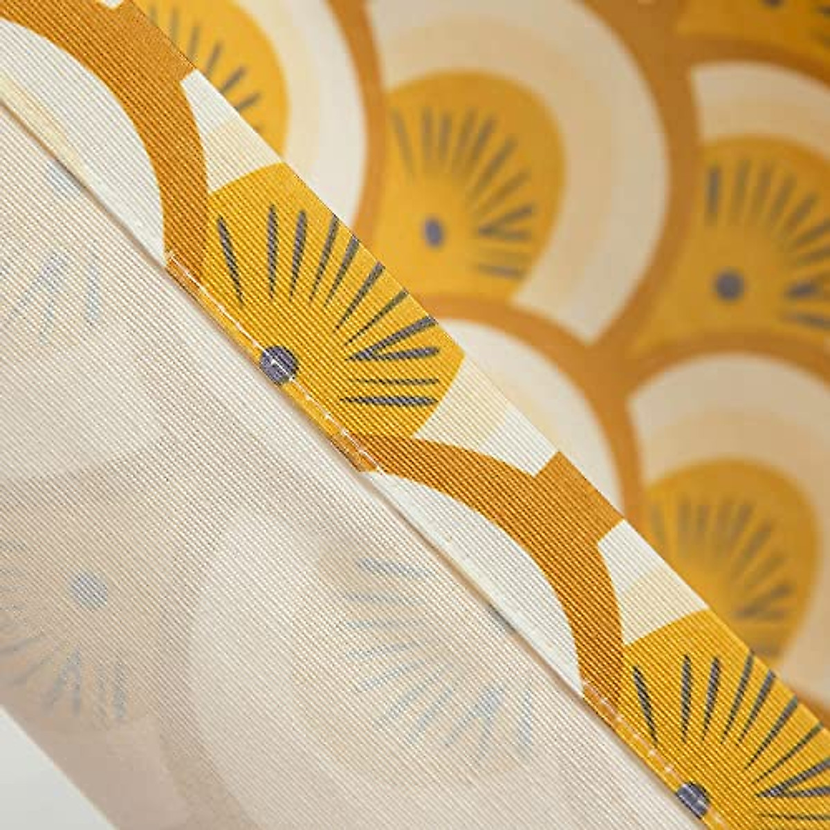 VOGOL Thermal Insulated Window Room Grommet Curtain Drapes for Bedroom and Living Room, Set of 2 Curtains & Panels, 52 x 84 Inches, Yellow Geo Pattern in White