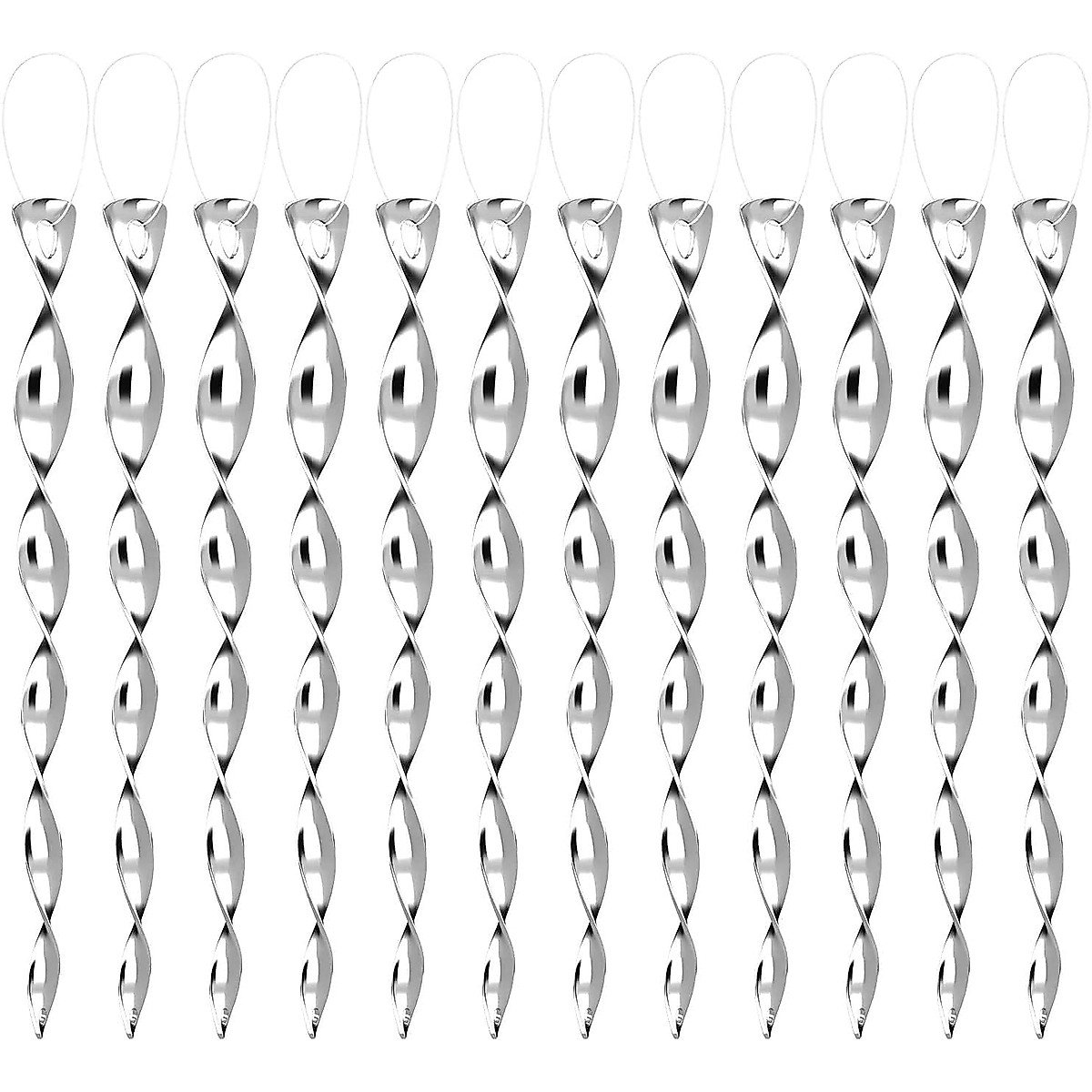 Monarchy Solutions Twisting Scare Rods Reflective Ornamental Spiral Deterrent Device (Set of 12)(12") Woodpeckers, Pigeons, Ducks, Herons, Grackles, Geese,Bird Blinder