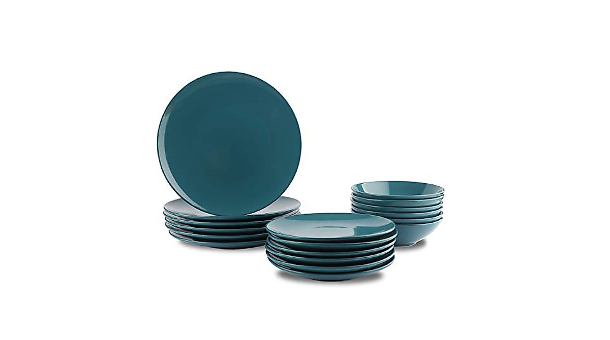 Deep Teal Dinnerware Set - Amazon Basics, 18 Pieces