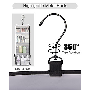 Relavel Travel Toiletry Bag for Men, Hanging Toiletry Bag for Women Makeup Cosmetic Storage Organizer Large Capacity Travel Kit Shaving Bag for Full Sized Container Black