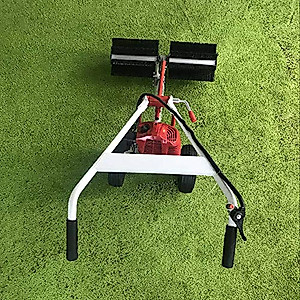 OUKANING 43CC Gas Powered Sweeper Broom 2 Stroke Walk Behind Snow Sweeper Hand Held Brush Broom Sweeping Machine for Garden Lawn Yard Sidewalk Driveway Turf Grass Cleaning