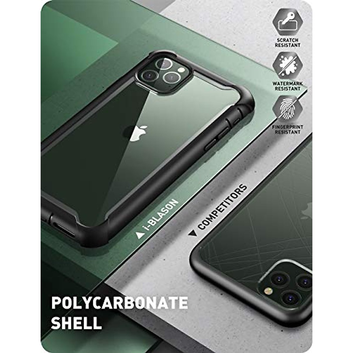 i-Blason Ares Case for iPhone 11 Pro Max 2019 Release, Dual Layer Rugged Clear Bumper Case with Built-in Screen Protector (Black)