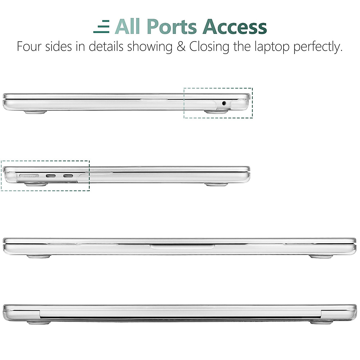 TWOLSKOO for M3 MacBook Air 13.6 Inch Case 2022 2023 2024 Release A2681 M2 A3113, Plastic Hard Shell Cover with Trackpad Film & Keyboard Cover & Screen Film for MacBook Air 13.6", Crystal Clear