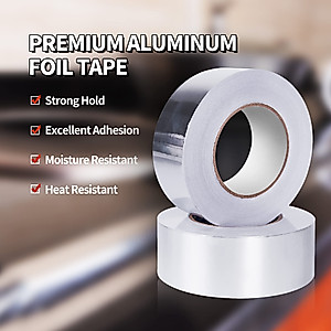 TAPEBEAR Aluminum Foil Tape, Aluminum Air Duct Tape, Withstand 80°C to 100°C, Heat Resistant Tape Insulation Tape for HVAC, Sealing & Patching, Metal Repair, 4inch x 50yard