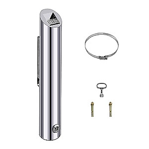 AIWFL 3.15x18.9 in Wall Mounted Large Trash Bin Outdoor/Indoor Trash Cans Holder Waste Containers Ash Bin w/Key (Silver)