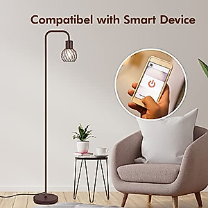 AUQUEE Floor Lamp, Industrial Floor Lamp, Modern Standing Lamp with 6W LED Bulb, Foot Switch, Metal Floor Lamp for Living Room, Bedroom, Office, Vintage，Rustic Minimalist Farmhouse Stand Up Lamp Brown