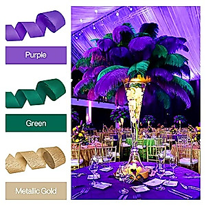 PartyWoo Purple Green Gold Balloons 50 pcs and Crepe Paper Streamers 6 Rolls