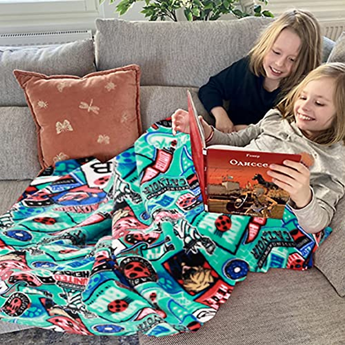 ZonLi Kids Blanket Flannel Fleece Throw 50" x 60" Miraculous Ladybug and Cat Noir Blankets for Toddler Fuzzy Plush Bluey Cozy Lightweight Blanket for Boys Birthday Saint Patrick Easter Gifts Idea