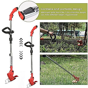 Hopeup [US Warehouse] Cordless Weed Wacker, 12V 2000mAh String Trimmer with Blade, Electric Weed Eater Battery Powered, Cordless Brush Cutter Grass Trimmer for Lawn Edger Trimming Lawn Care US Plug