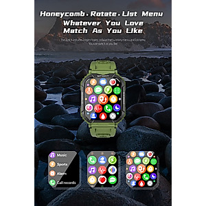 SEDSEY Smart Watches for Men, 1.85" Waterproof 1P68 3ATM Fitness Tracker Watch Bluetooth Call Smartwatch for Android iOS Phones with Heart Rate Step Counter - Tactical Outdoor Sports Smartwatch