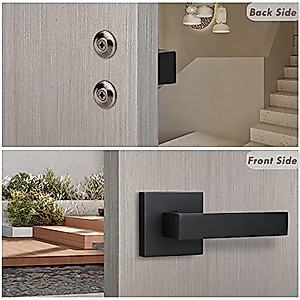 home improvement direct No Lock Dummy Door Lever, Single Sided Door Handle Without Lock for Interior Use, Non-Turning Matte Black Suqare Heavy Duty Lever Set 2 Pack