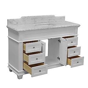 Kitchen Bath Collection Elizabeth 60-inch Single Bathroom Vanity (Carrara/White): Includes White Cabinet with Authentic Italian Carrara Marble Countertop and White Ceramic Sink