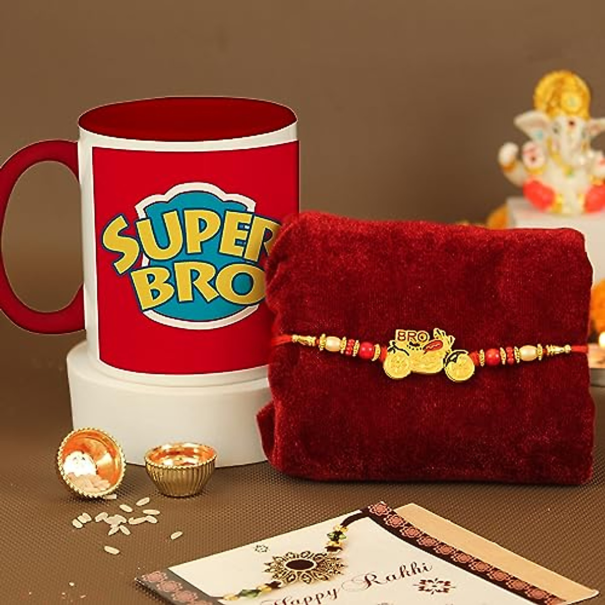 TIED RIBBONS Rakhi for Brother with Coffee Mug (10 Oz) Gift Set | Rakshabandhan Rakhi Bracelet for Brother |Rakhi Card | Roli Chawal Tika
