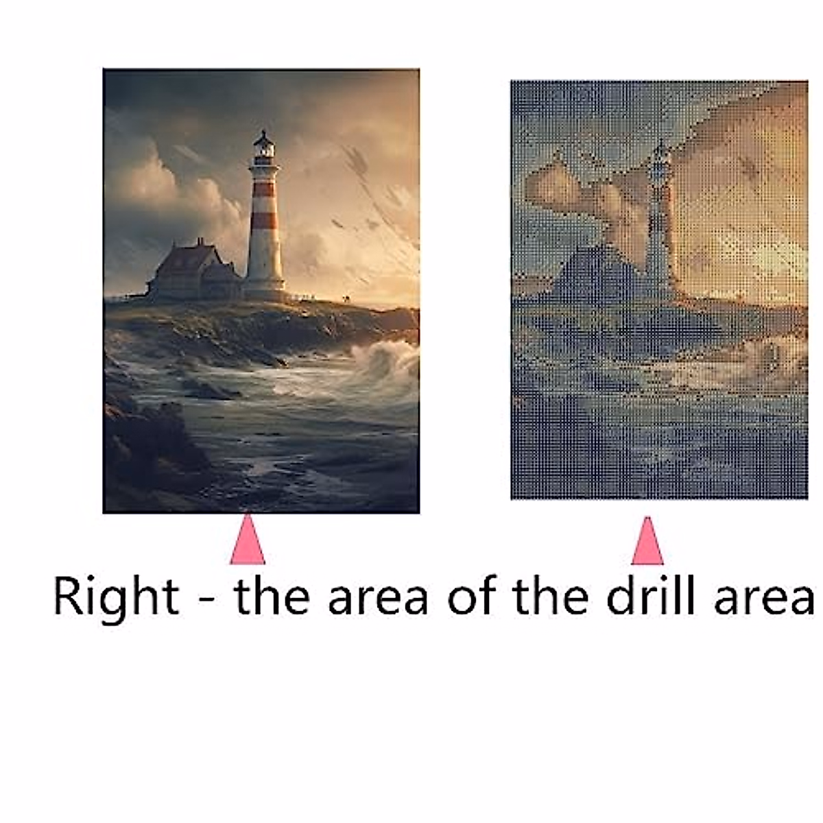 DIY 5D Diamond Art Painting Kit Cartoon Cross Stitch Diamond Art Painting Picture Kit Canvas Diamond Rhinestone Crystal Cross Stitch Embroidery Picture Adult Home Decor Wall Decor (lighthouse)