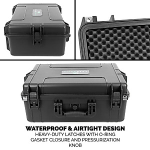 CASEMATIX Waterproof Mixer Carry Case Compatible with Yamaha MG12XU 12 Channel Mixing Console and More - Hard Shell Sound Board Case with Foam Fits Mixers up to 17" x 12.1" x 5" and Cables, Case Only