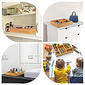 Pipishell 5-Piece Bamboo Drawer Organizer Set, Multi-use Storage Box Set, Varied Sizes Junk Drawer Organizer for Office, Home, Kitchen, Bedroom, Bathroom