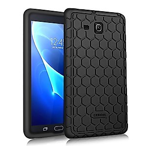Fintie Silicone Case for Samsung Galaxy Tab A 7.0, [Honey Comb Series] Light Weight [Anti Slip] Shock Proof Cover [Kids Friendly] for Galaxy Tab A 7-inch Tablet 2016 Release (SM-T280/SM-T285), Black