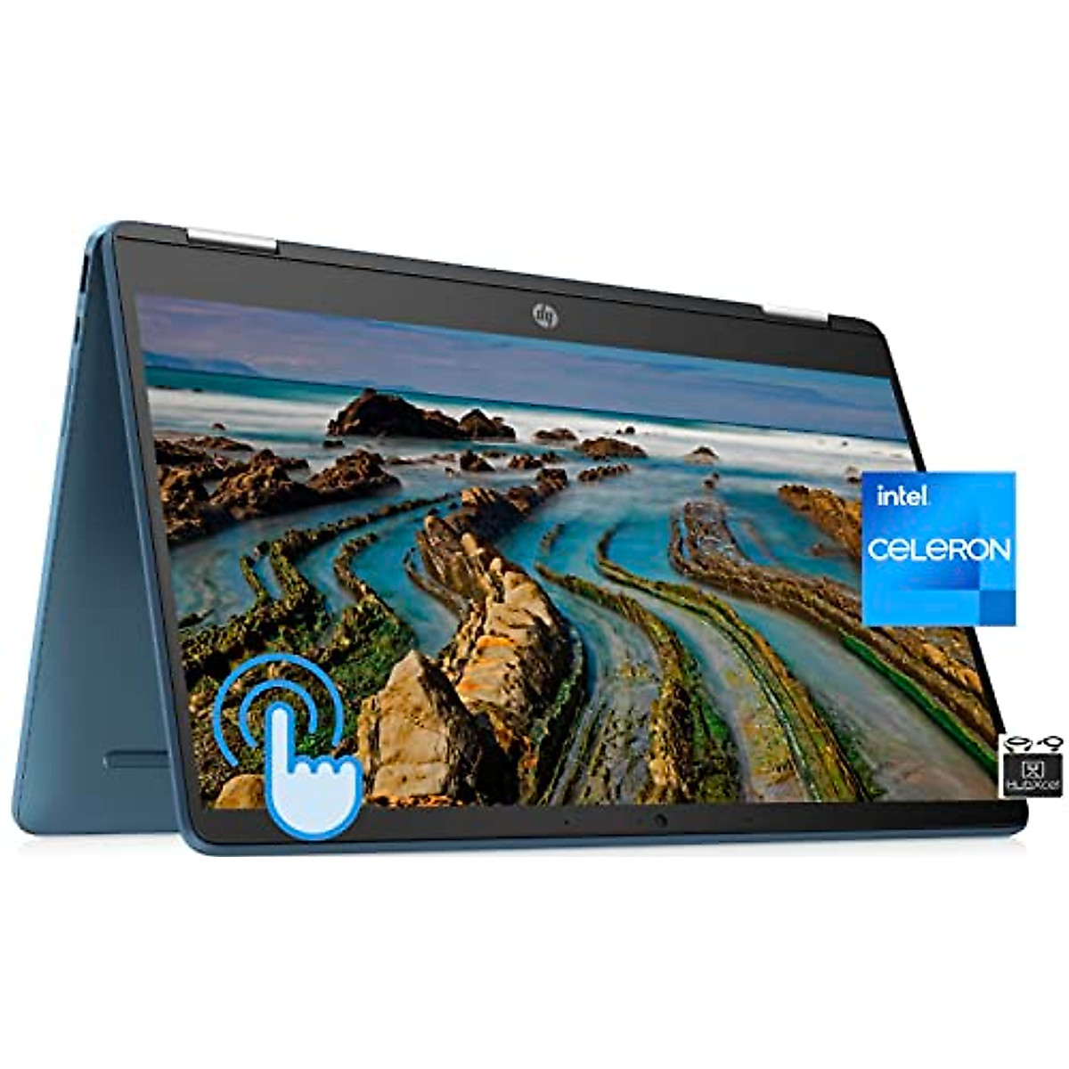 2022 Flagship HP X360 Chromebook Spin 2-in-1 Convertible Laptop, 14" HD TouchScreen, Dual Core Intel Celeron N4120 Processor(Upto 2.6GHz), 4GB RAM, 64GB eMMC,HDCamera, WiFi, Chrome OS+HubxcelAccessory